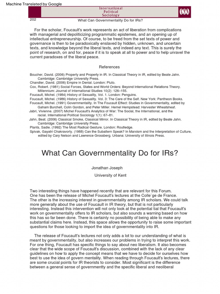 202 What Can Governmentality Do For Irs? | Download Free PDF | Michel ...