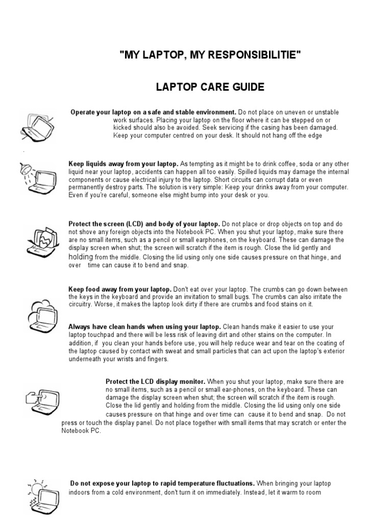 Laptop Care Guide | PDF | Laptop | Computer Monitor