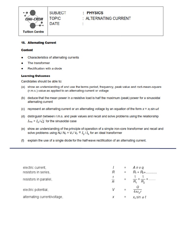 Alternating Current | PDF | Transformer | Inductor