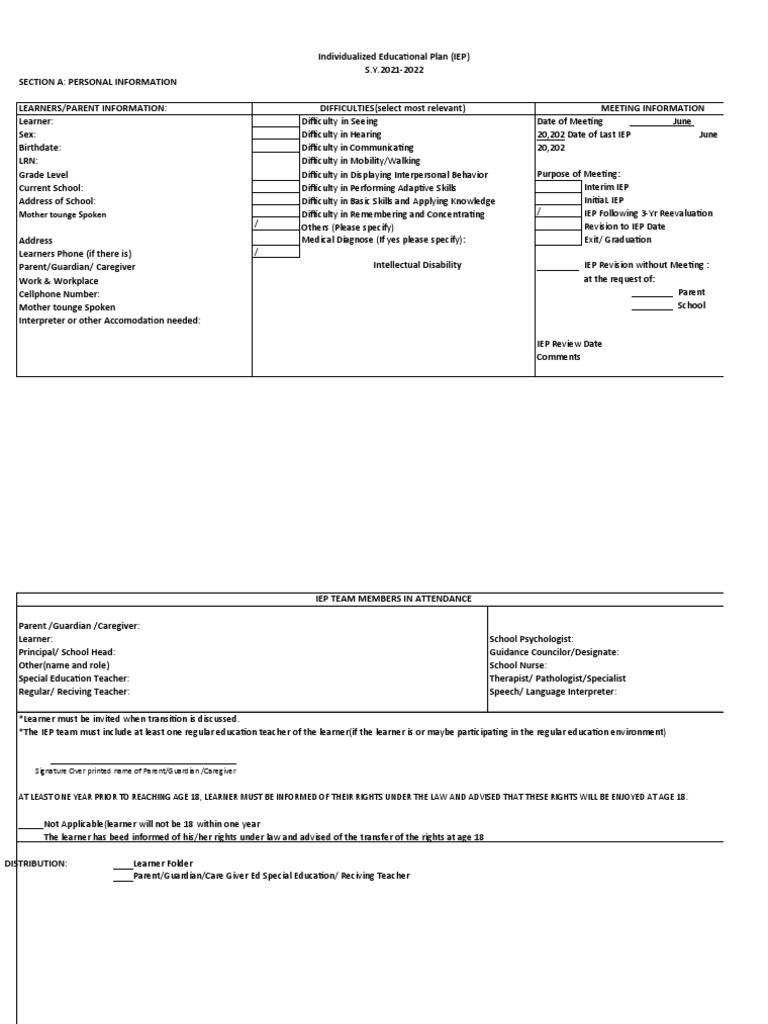 New IEP Format | PDF | Individualized Education Program | Goal