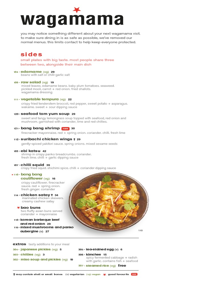 Wagamama Menu Qatar 2022 | PDF | Pickling | Scallion