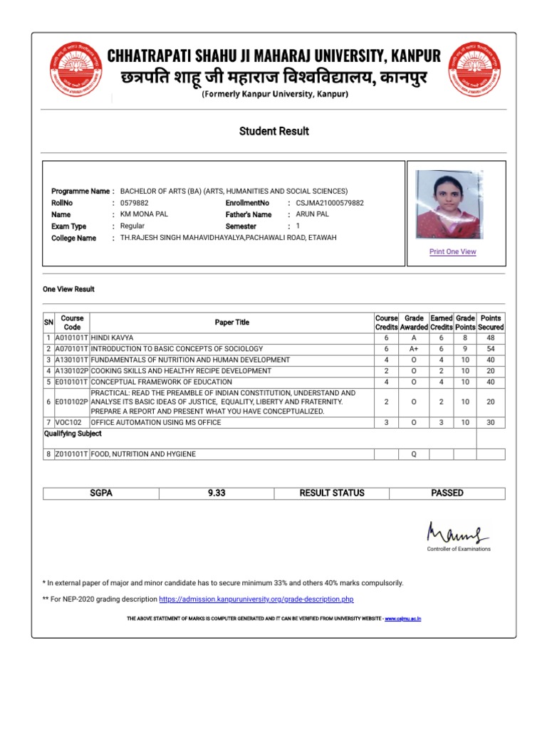 STUDENT RESULT SUMMARY | PDF | Bachelor's Degree