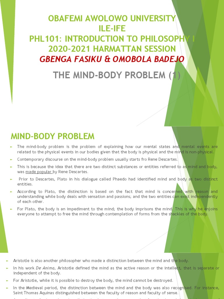 Mind and Body Problem 1 | PDF | Mind | Mind–Body Problem