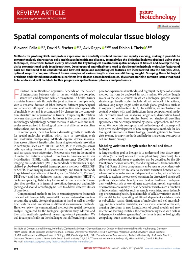 Spatial Components of Molecular Tissue Biology | PDF | Spatial Analysis ...