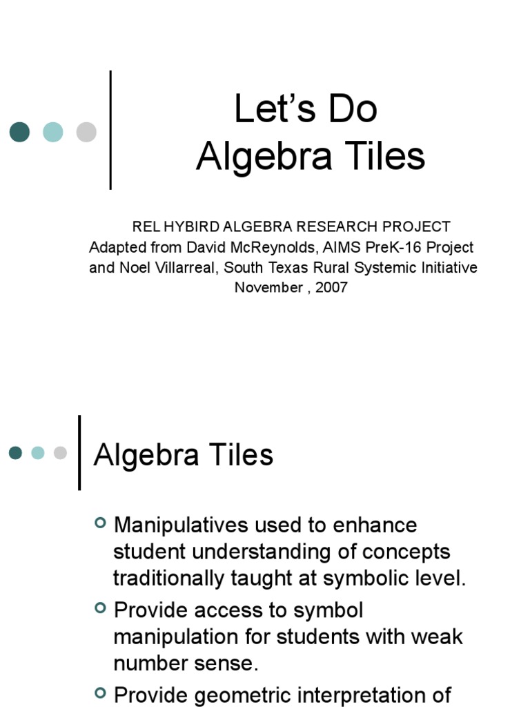 Teach Algebra Using Tiles | PDF | Division (Mathematics) | Multiplication