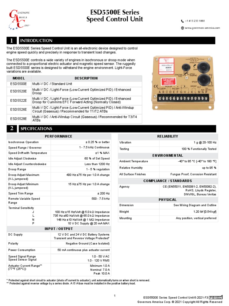 Esd5500E Series Speed Control Unit: Model Description | PDF | Direct ...