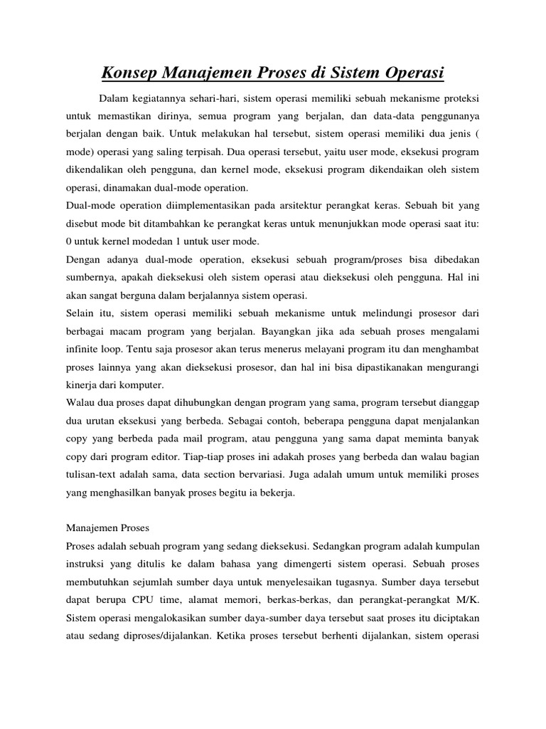 Manajemen Proses Sistem Operasi | PDF