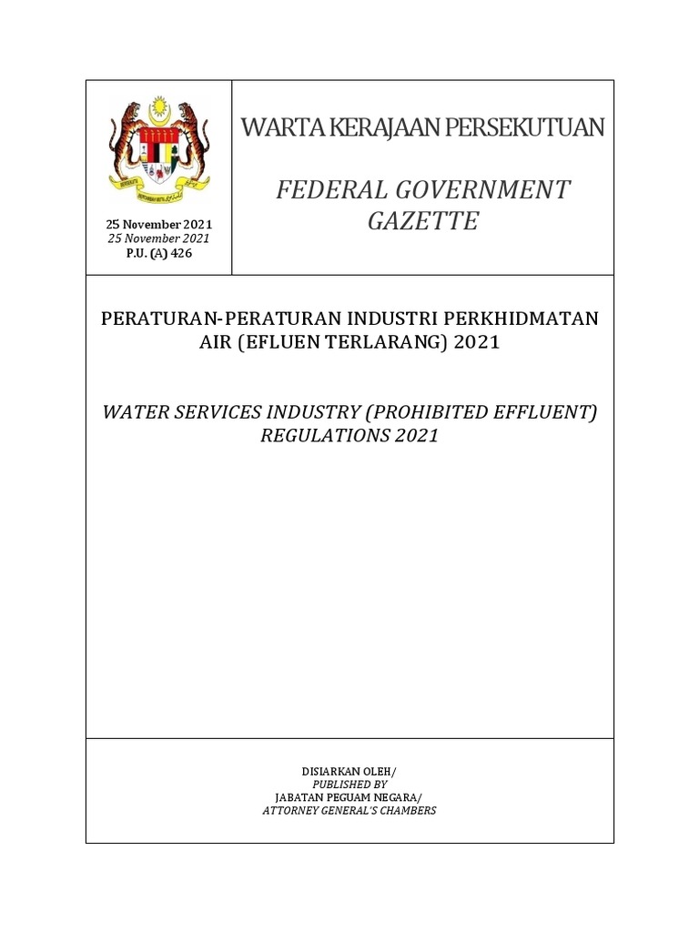 Water Services Industry (Prohibited Effluent) Regulations 2021 | PDF