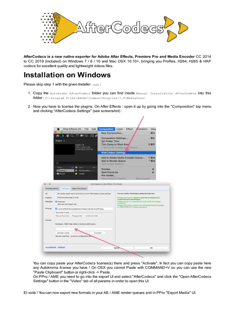 How To Install AfterCodecs | PDF | Application Software | Operating ...