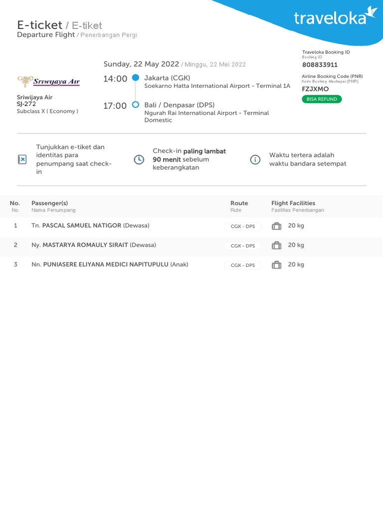 DR Pascal Samuel Natigor-CGK-FZJXMO-DPS-FLIGHT - ORIGINATING | PDF