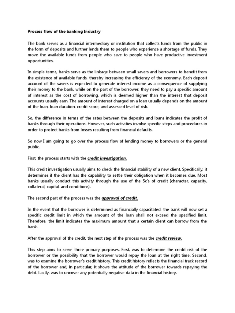 Process Flow of The Banking Industry | PDF | Finance & Money Management ...