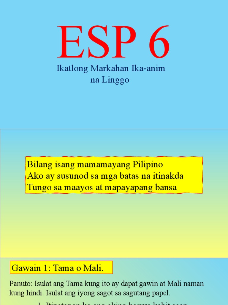 EsP 6 Q3 Week 6 | PDF