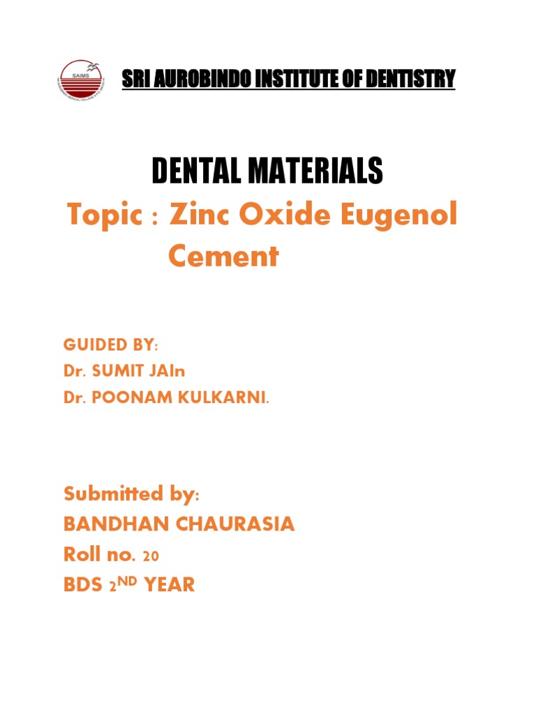 Zinc Oxide Eugenol Cement Overview | PDF | Materials | Chemistry