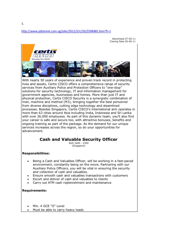 Certis CISCO Security Job Vacancies | PDF | Singapore | World Politics