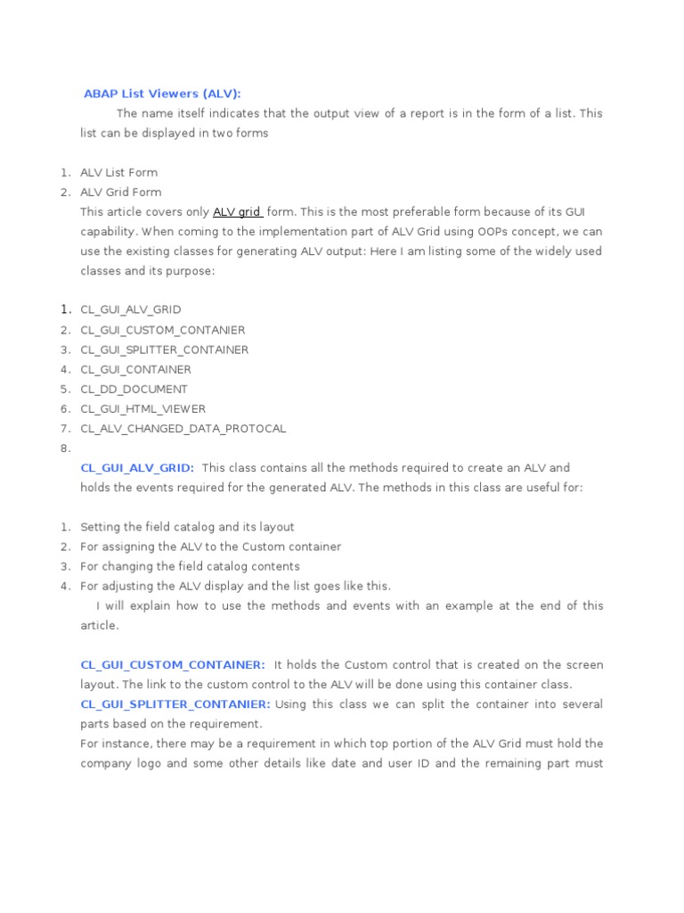 Alv Oops Pdf Method Computer Programming Object Computer Science 3822