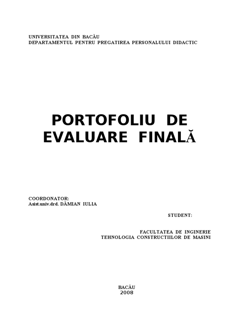 Portofoliu de Evaluare Finala | PDF