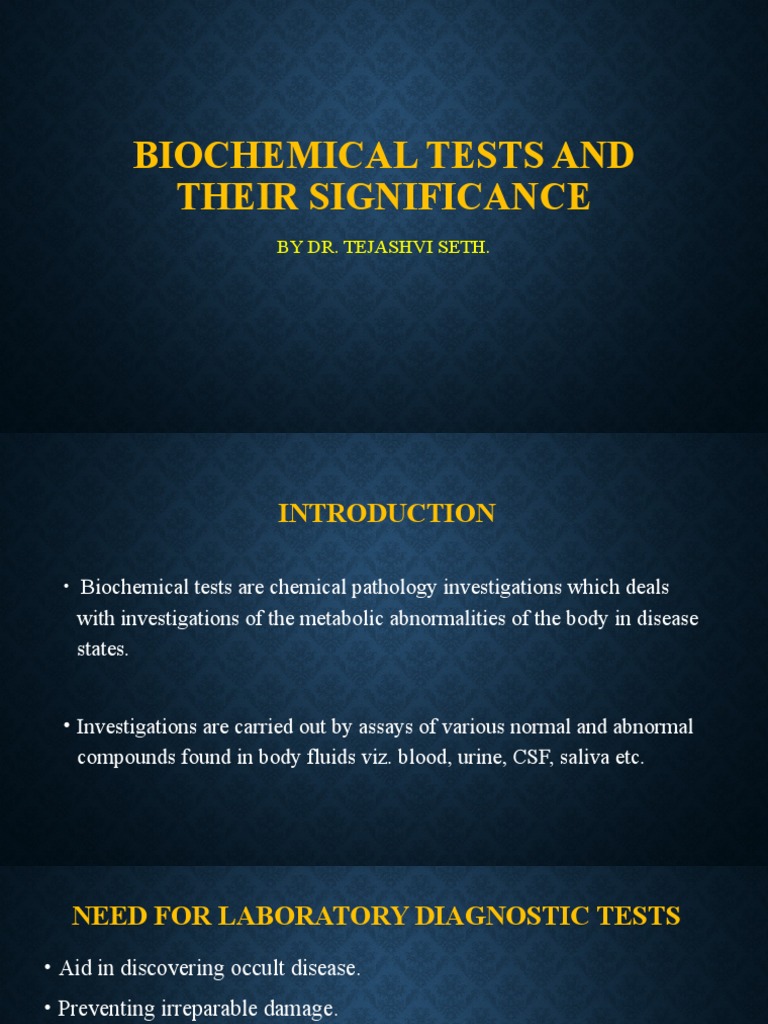 Biochemical Tests and Their Significance | PDF | Alanine Transaminase ...