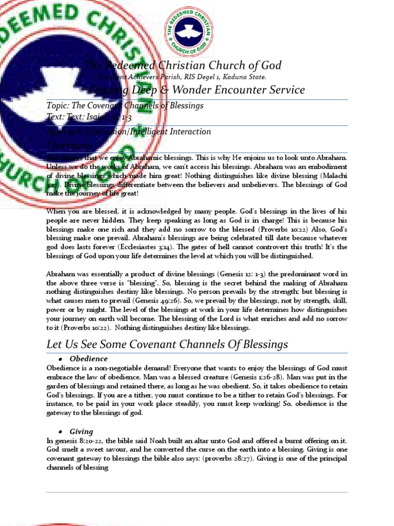 The Covenant Channels of Blessings | PDF | Abraham | Blessing