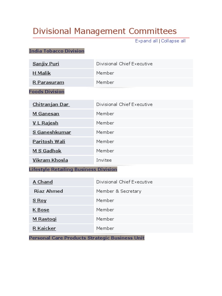 Divisional Management Committees | PDF | Governance | Employment