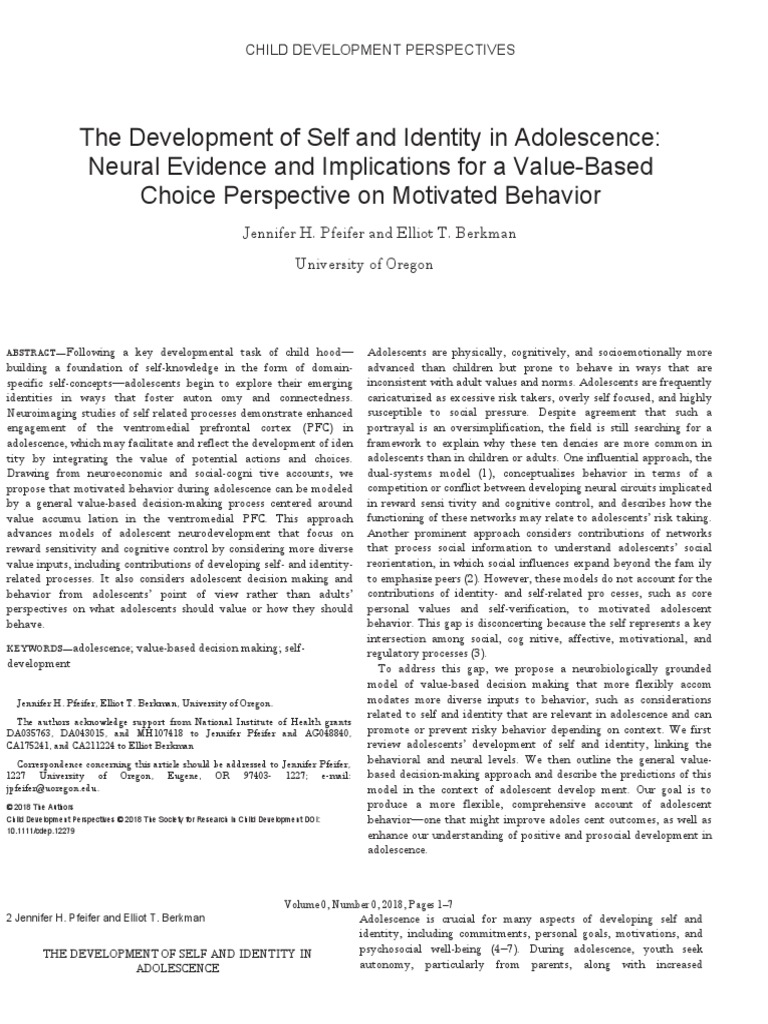 The Development of Self and Identity in Adolescence | PDF | Adolescence ...