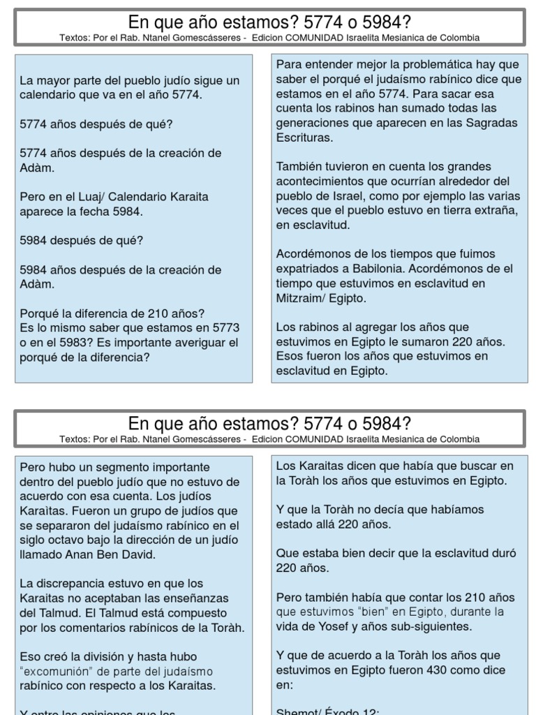 en Que Ano Estamos 5773 o 5983 Pps | PDF | Judios | Tora