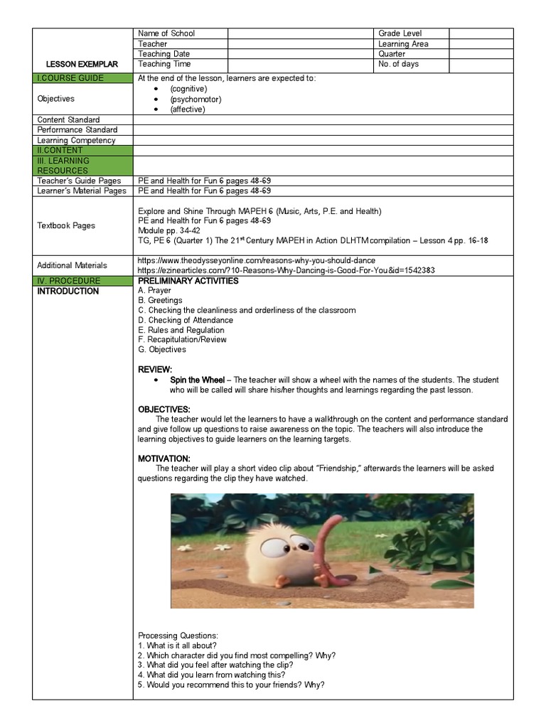 Lesson Exemplar English | PDF | Books | Teachers