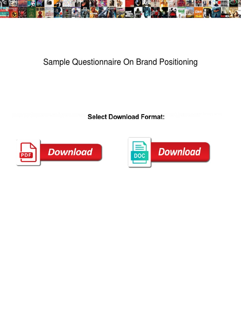 Sample Questionnaire On Brand Positioning | PDF | Brand | Survey ...
