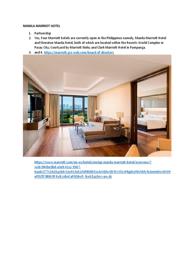 Manila Marriott Hotel Overview | PDF