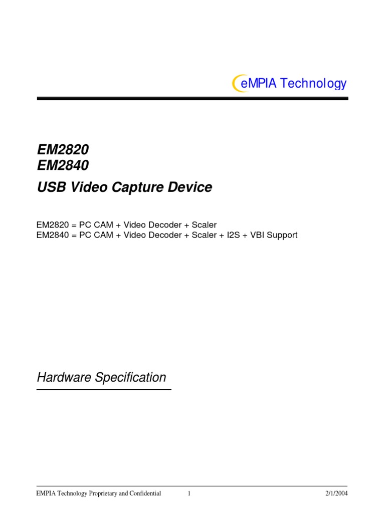 EM2820/EM2840 USB Video Capture Specs | PDF | Video | Usb