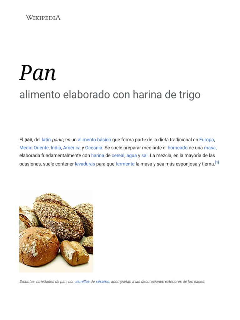 Pan - Wikipedia, La Enciclopedia Libre | PDF | Panes | Trigo