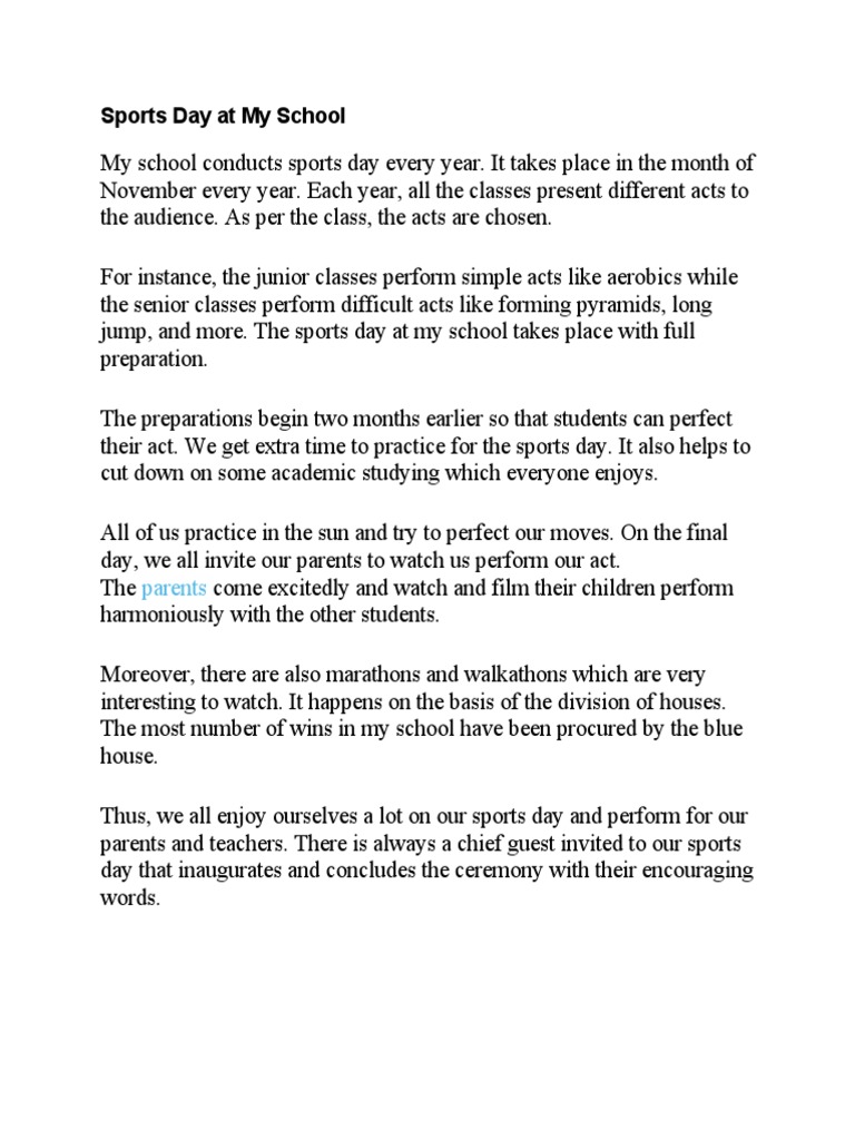 Sports Day at My School | PDF