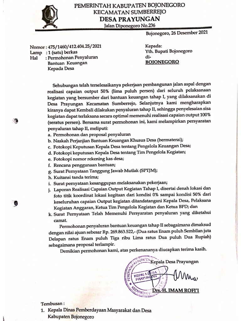 Proposal Pencairan BKD Tahap 2 | PDF