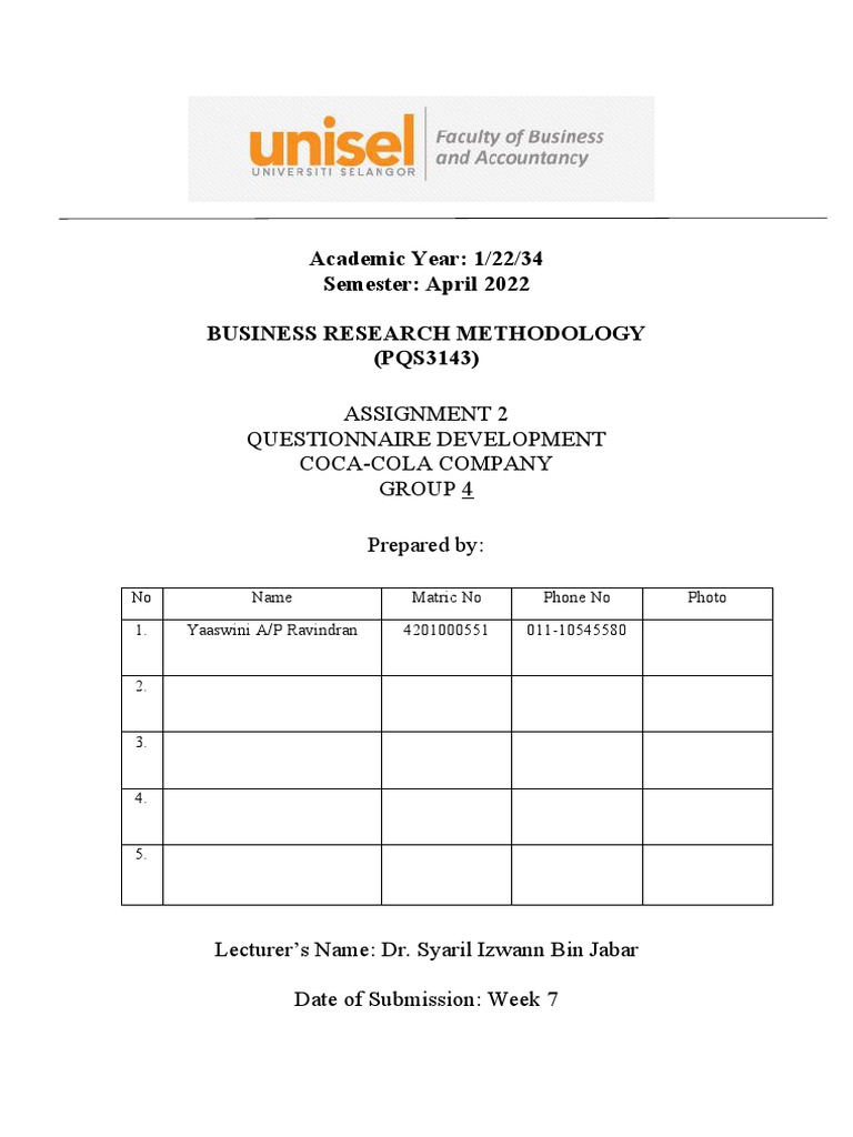 Business Research Assignment 2 | PDF | Survey Methodology