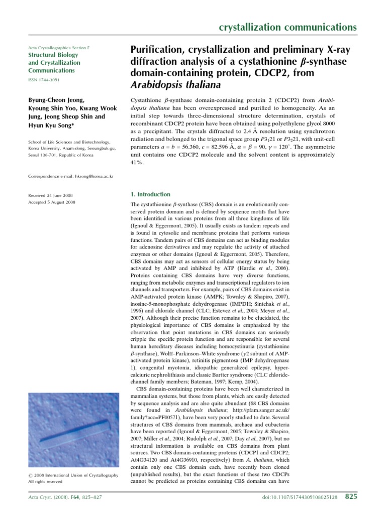 2008 - Purification, crystallization and preliminary X-ray diffraction ...