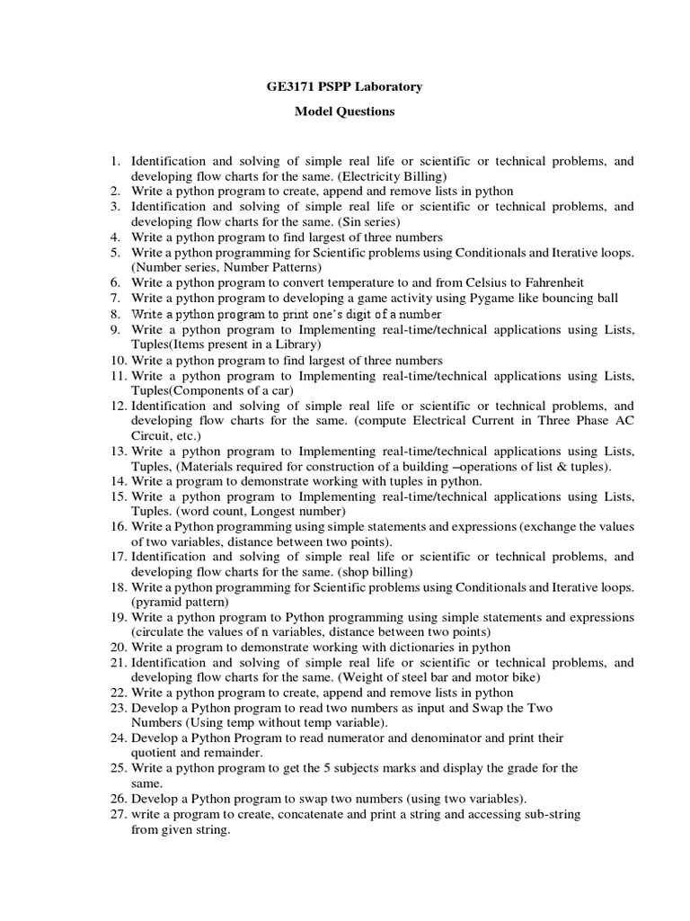 Ge3171 Lab Model Qns Pdf String Computer Science Python 9307