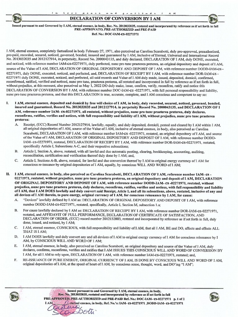 Declaration of Conversion by IAM | PDF | Civil Law (Legal System) | Justice