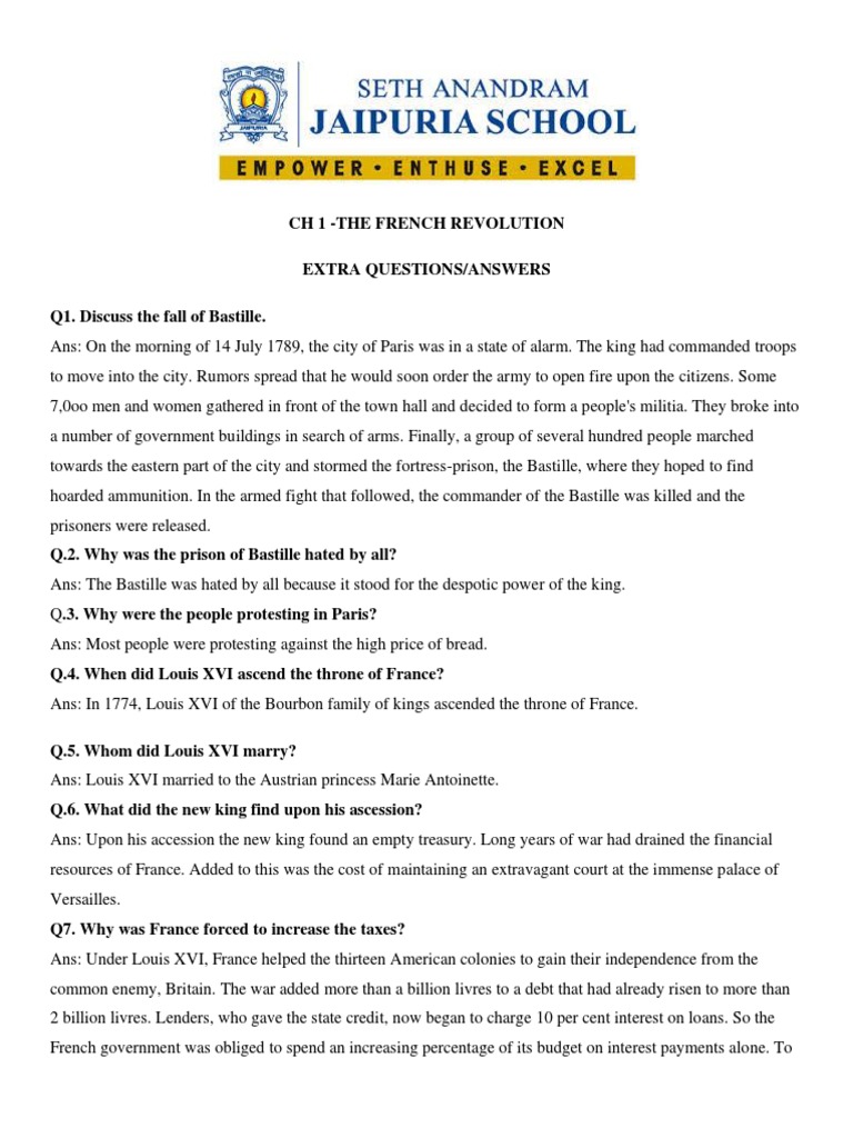 French Revolution - Extra Questions | PDF | Maximilien Robespierre ...