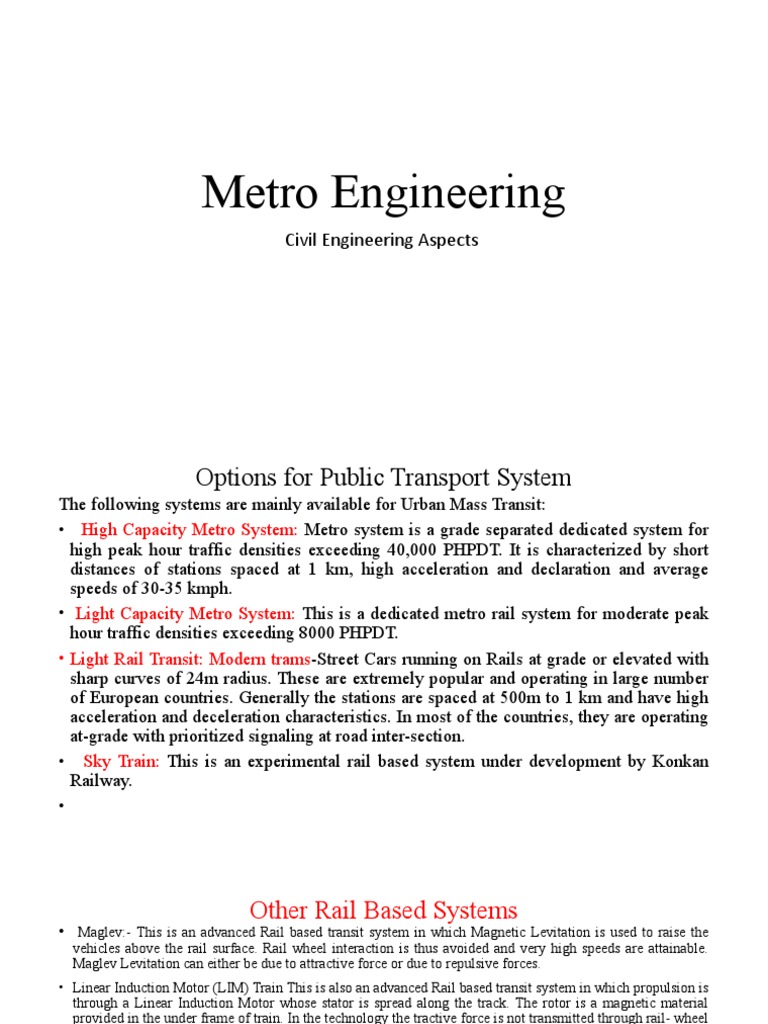 Metro Engineering | Download Free PDF | Rail Transport | Rapid Transit