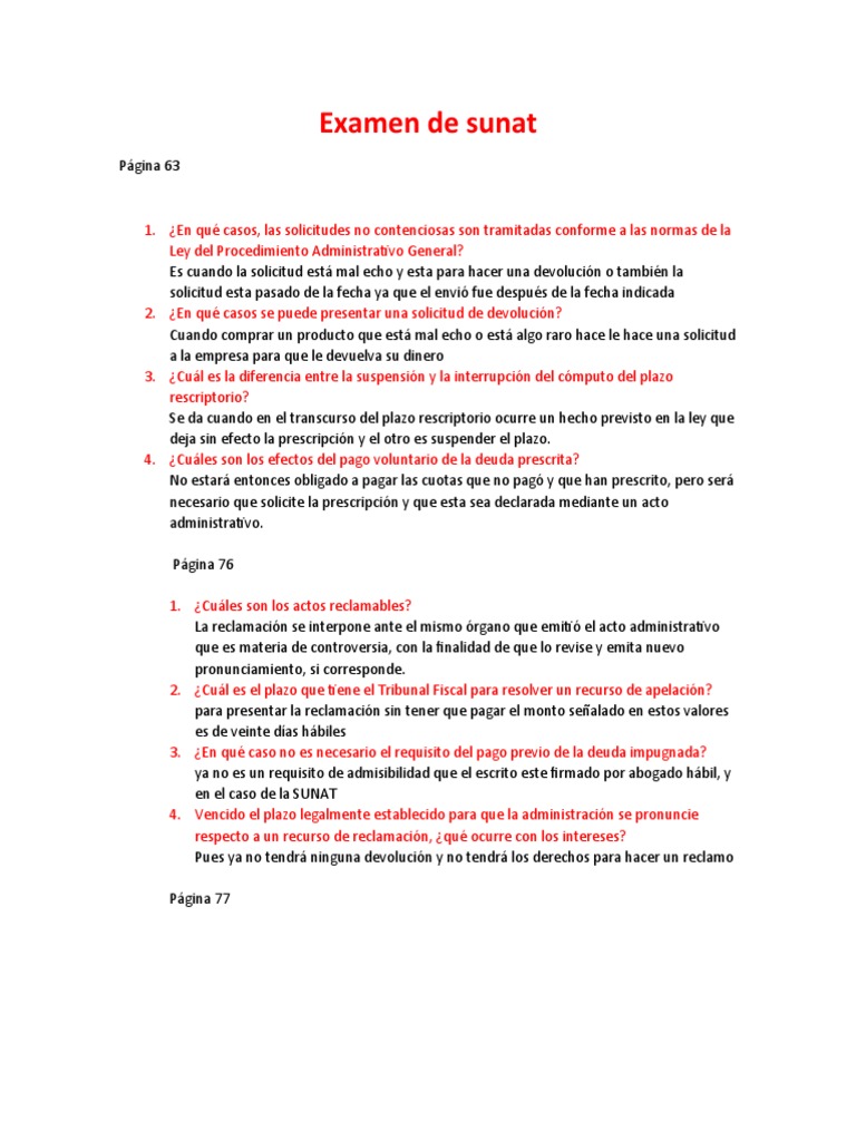 Examen de Sunat | PDF | Apelación | Estatuto de limitaciones