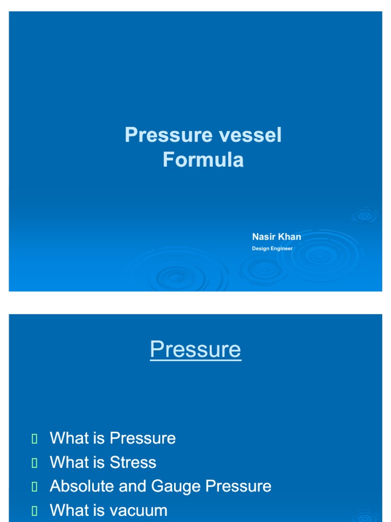 Pressure Vessel Formula