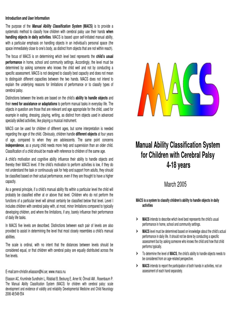 MACS English | PDF | Cerebral Palsy | Motivational