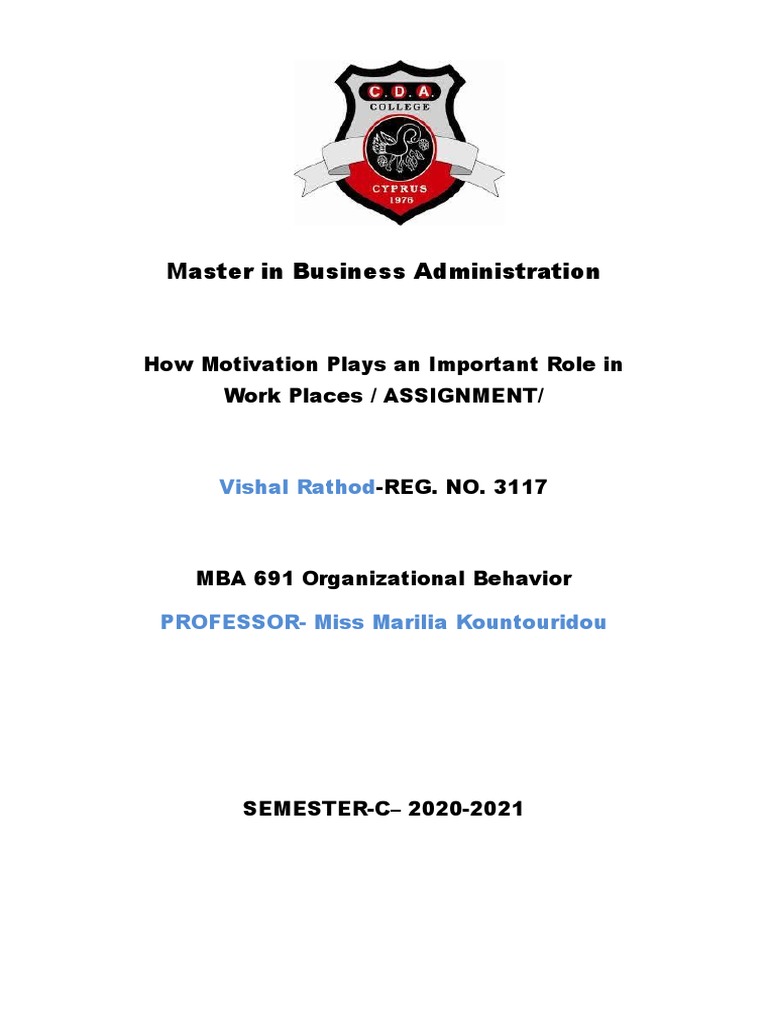 OB Motivation Assignment | PDF | Motivation | Motivational