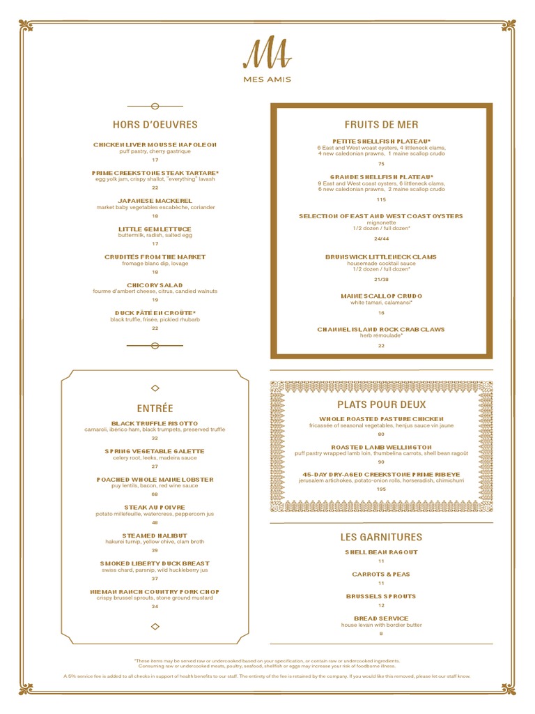 Mes Amis Menu Double Frame Final | PDF | Sauce | Shellfish