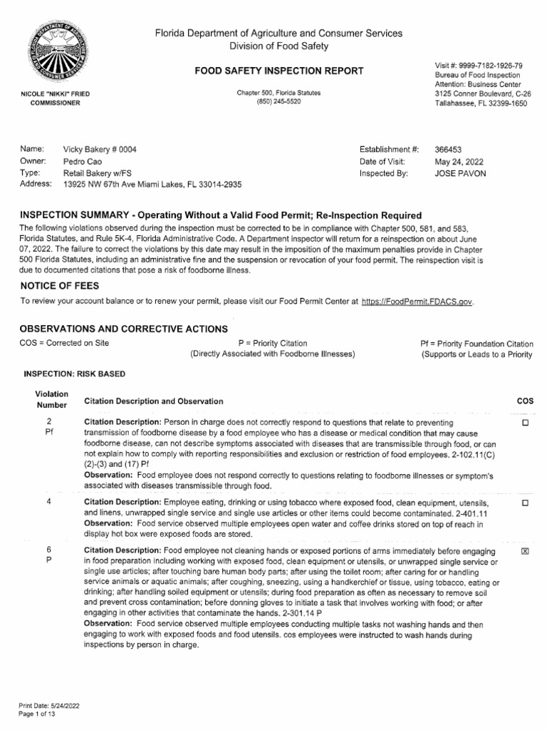 Florida Department of Agriculture and Consumer Services Division of ...