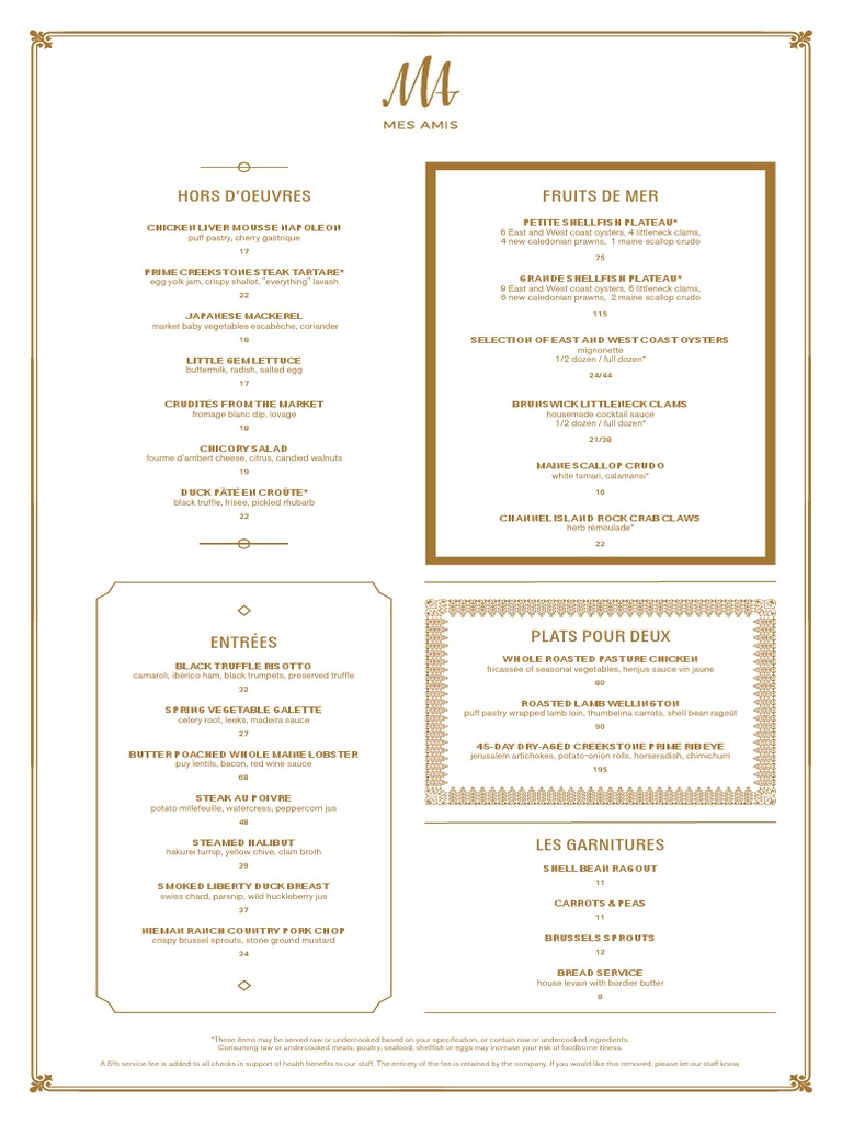 Mes Amis Menu Double Frame Final | PDF | Sauce | Shellfish