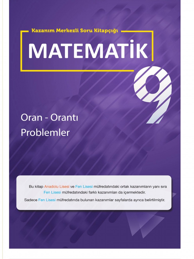 Derece Yayınları 9 Sınıf Oran Orantı Problemler Fasikülü | PDF