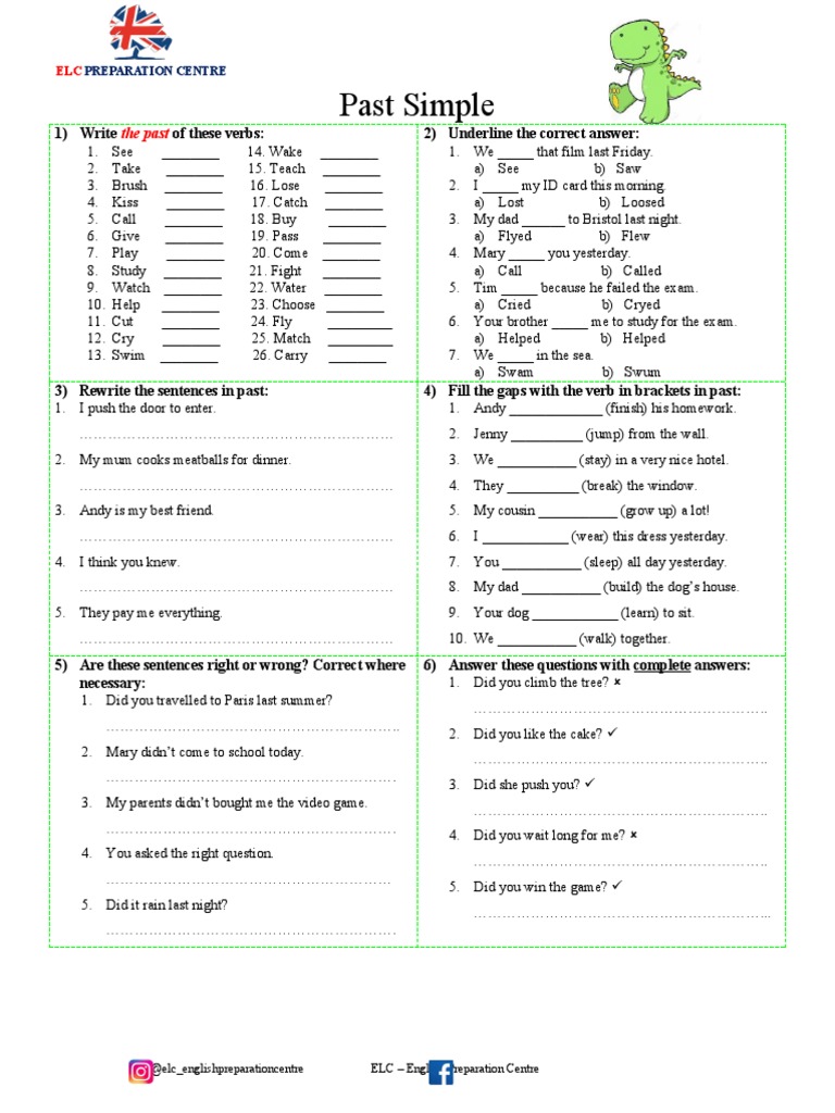 Past Simple Worksheet | PDF