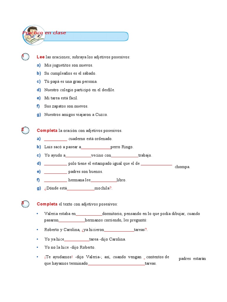 Hojas De Trabajo Sobre Sustantivos Posesivos Para La Escuela Secundaria