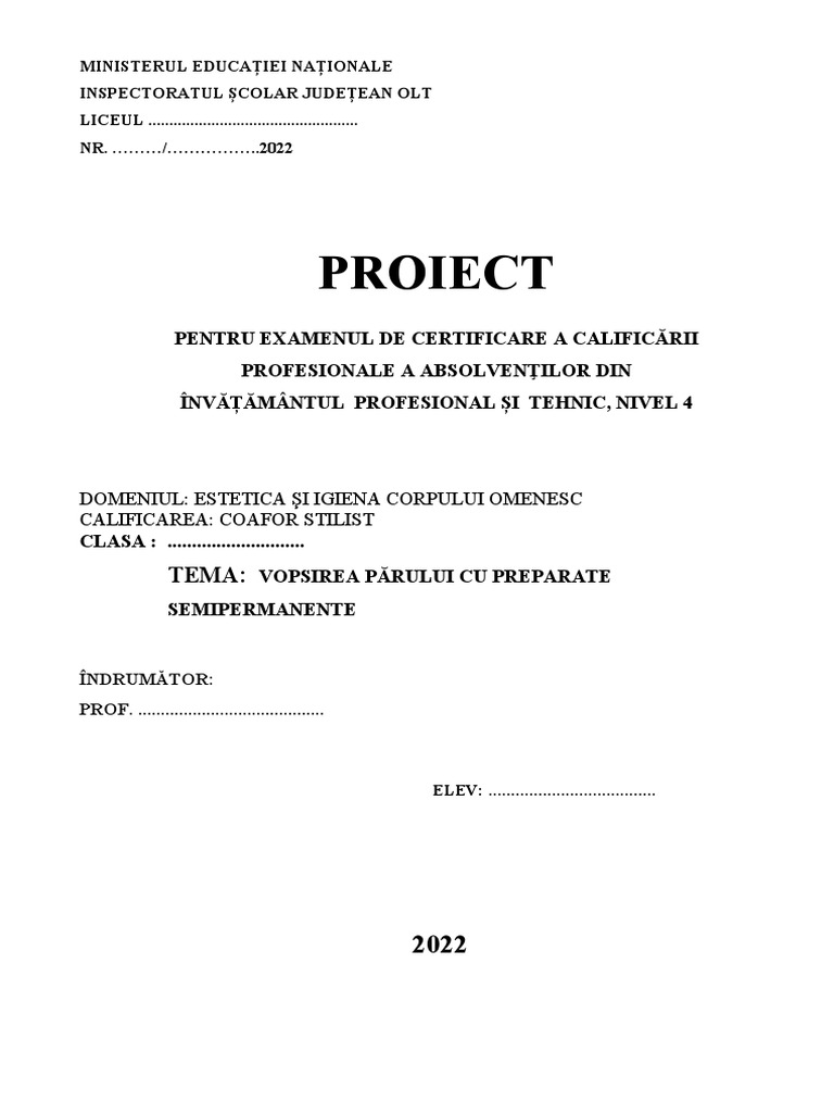 MODEL Proiect | PDF