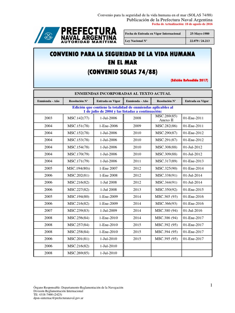 Convenio SOLAS 74-88 - Edición 17 | PDF